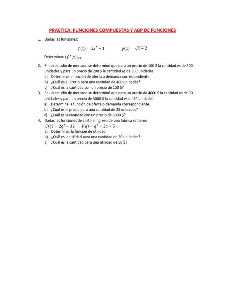 PRACTICA Funcion Compuesta y Abp | PDF