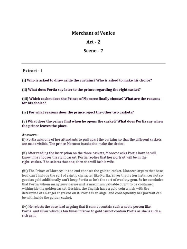 Act 2 Scene 7 | PDF | The Merchant Of Venice