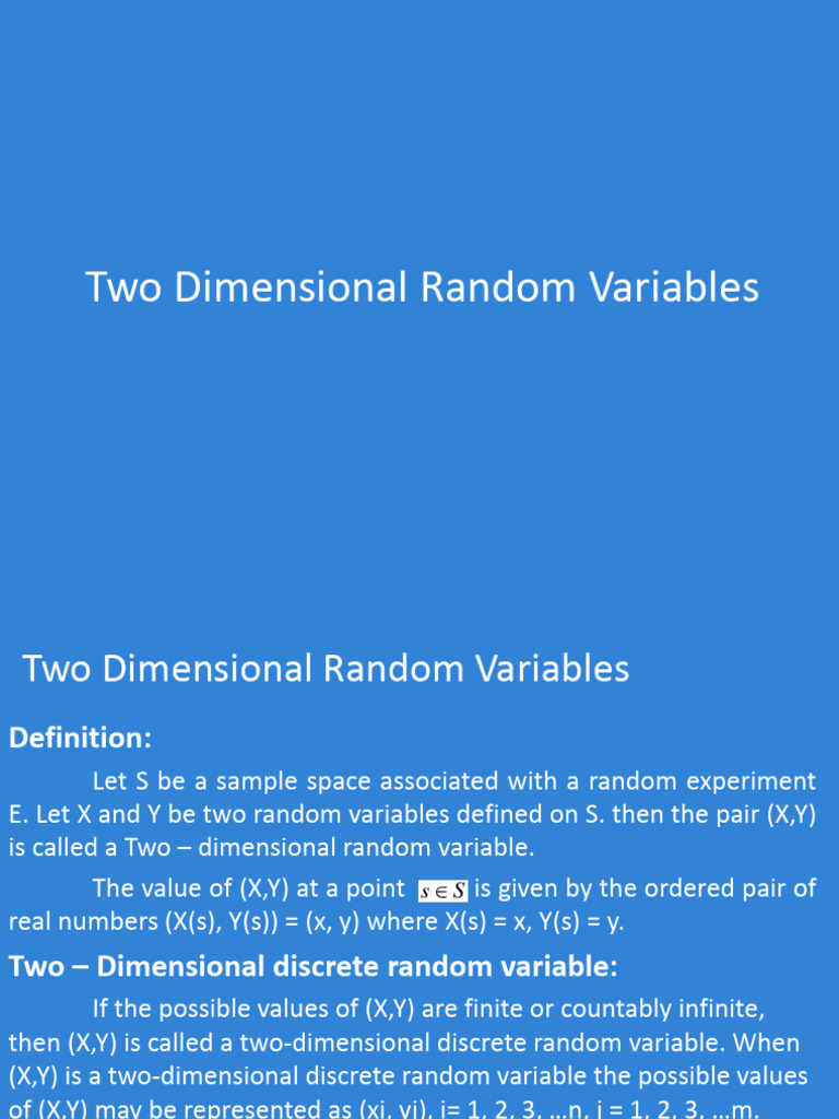 TwoDimensionalRandomVariable-Unit-2 | PDF | Probability Distribution | Random Variable