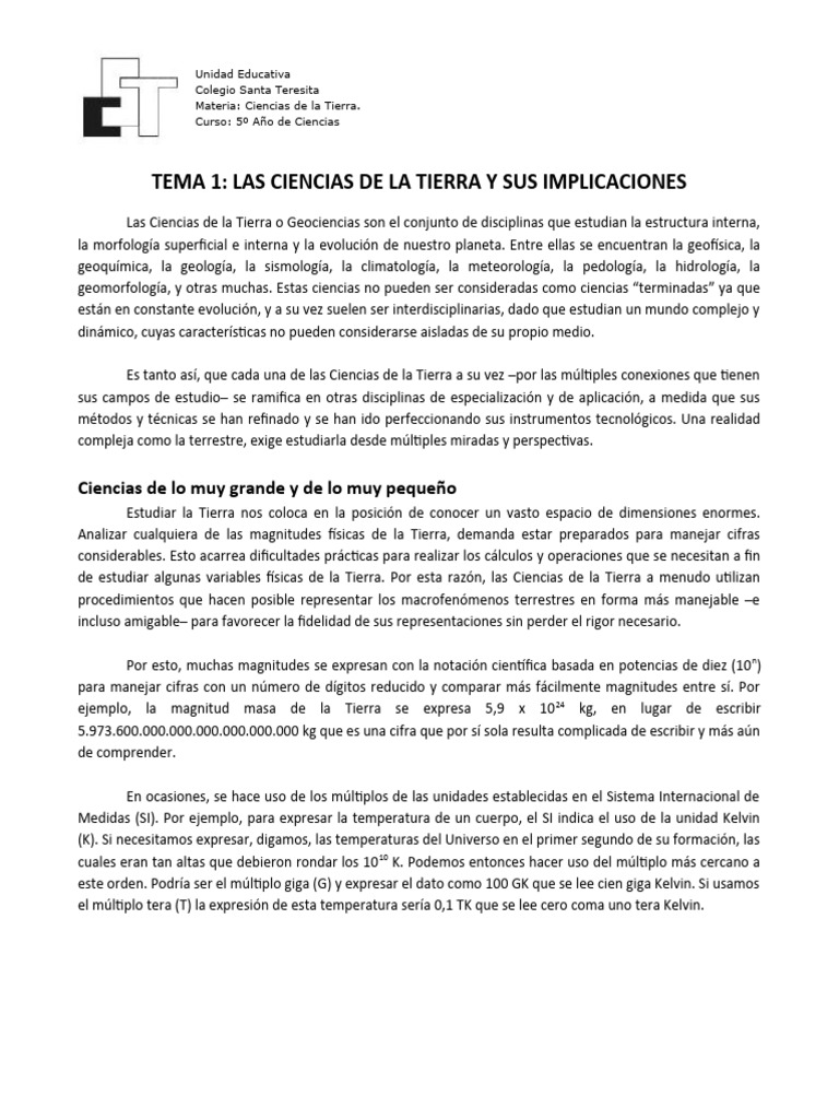 Introducción a las Ciencias de la Tierra | PDF