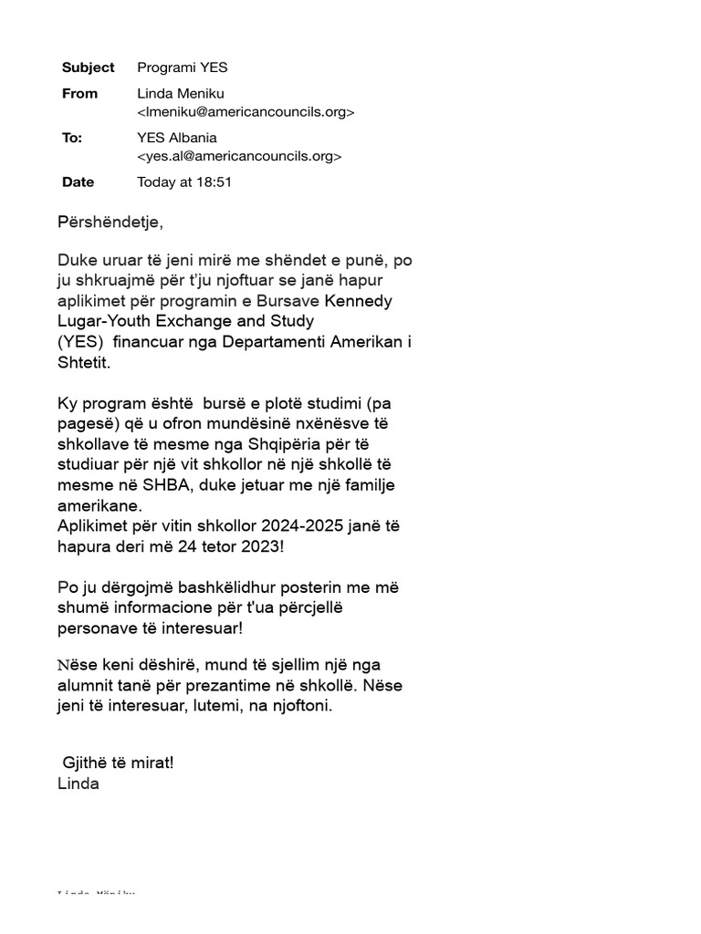 YES Exchange Program | PDF