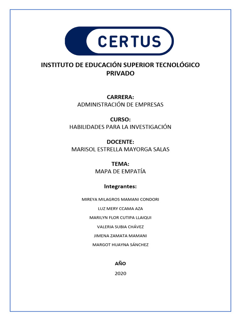 Habilidades para La Investigación - Mapa de Empatía (Certus) | PDF