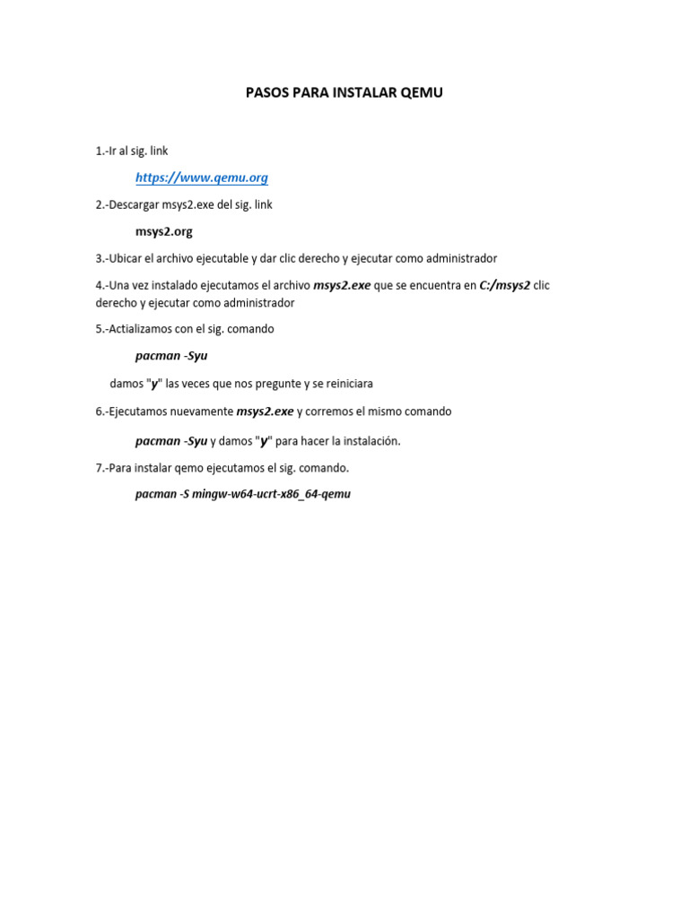 Pasos para Instalar Qemu | PDF
