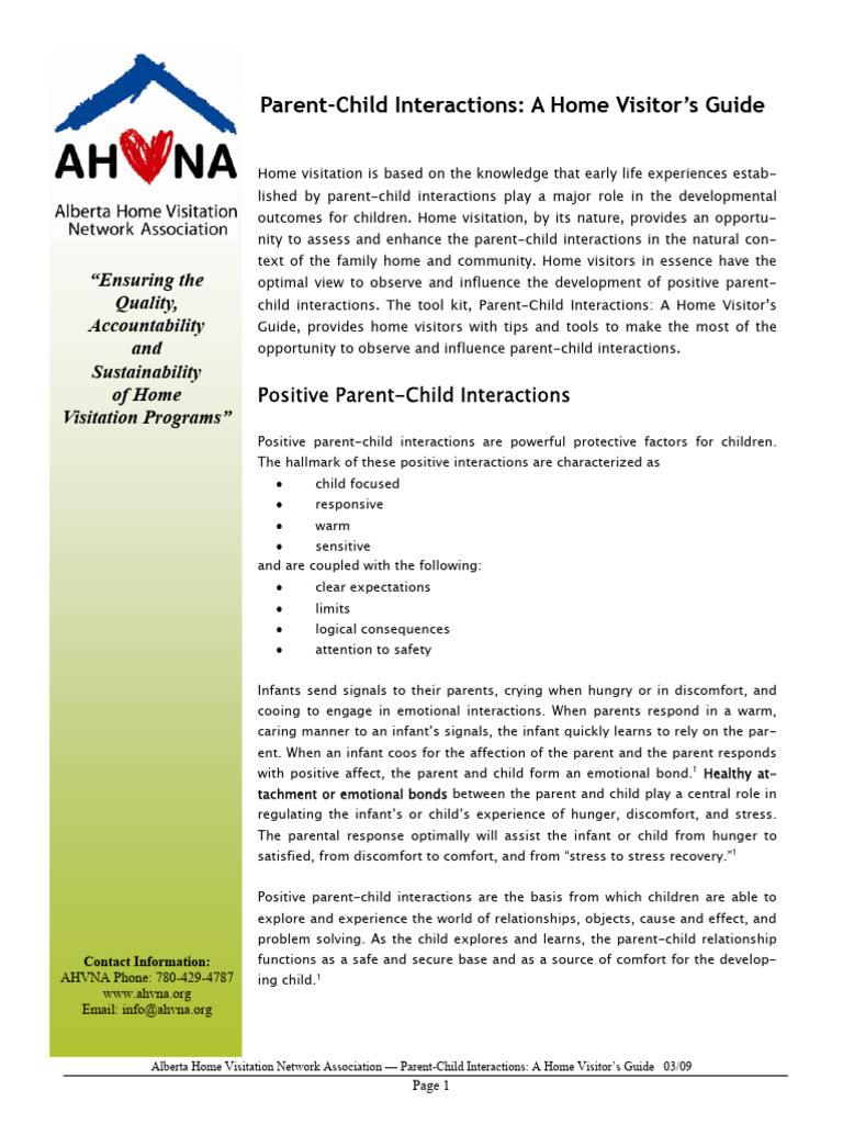 Parent Child Interactions A Home Visitor S Guide | PDF | Infants ...