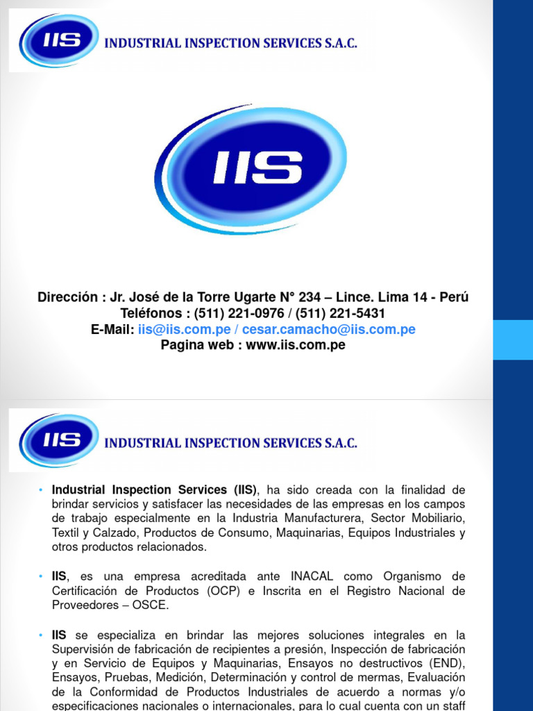 Presentacion Industrial Inspection Services - IIS | PDF