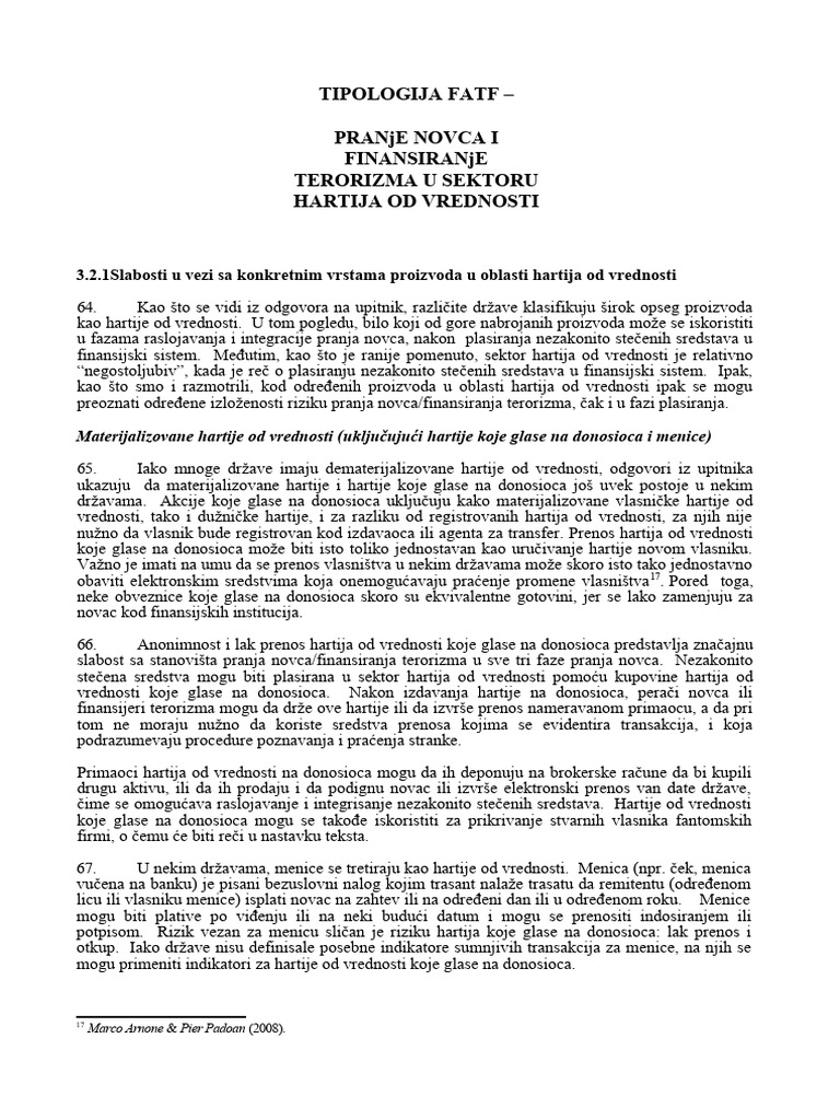 Pranje Novca Hartije Od Vrijednosti | PDF