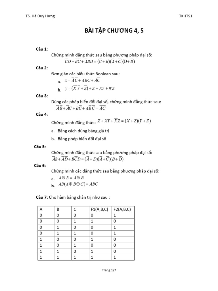 Bai Tap Chuong 4, 5 | PDF
