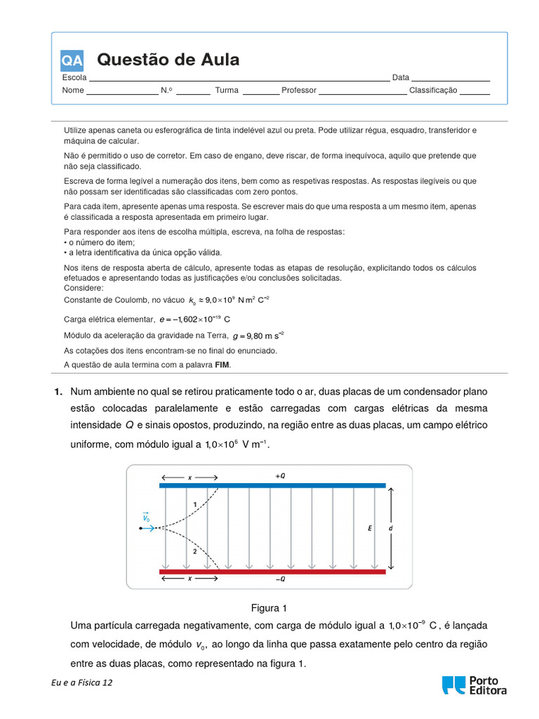 Questões de Física: Campo Elétrico e Forças | PDF | Carga elétrica ...