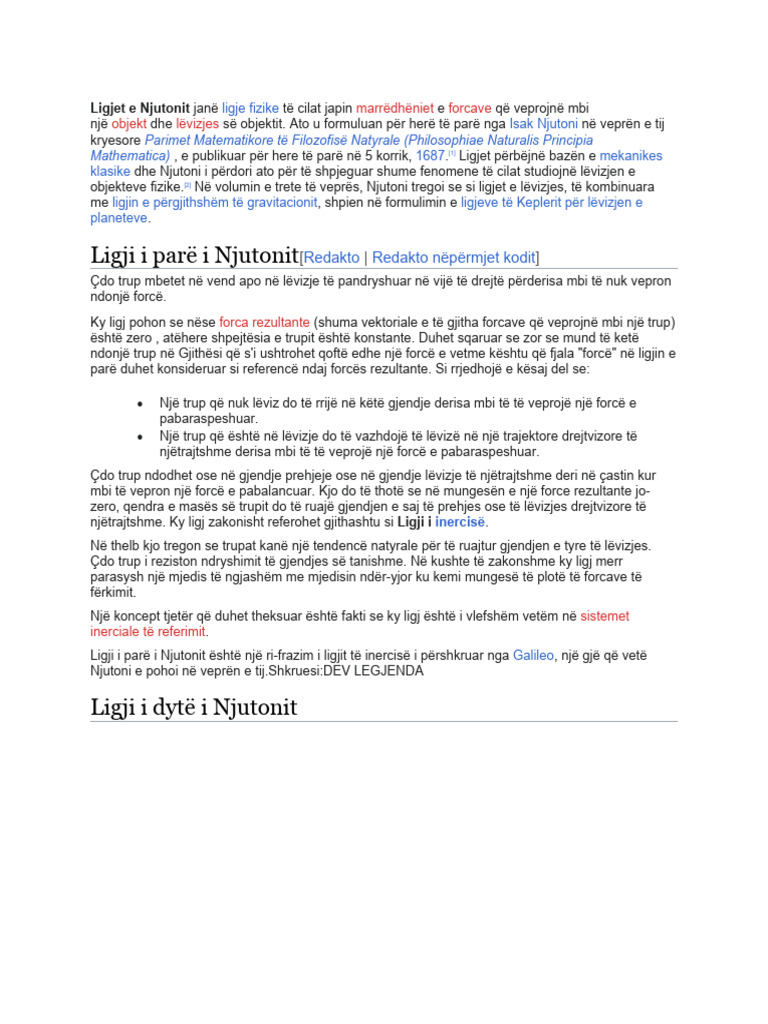 Ligjet e Njutonit | PDF