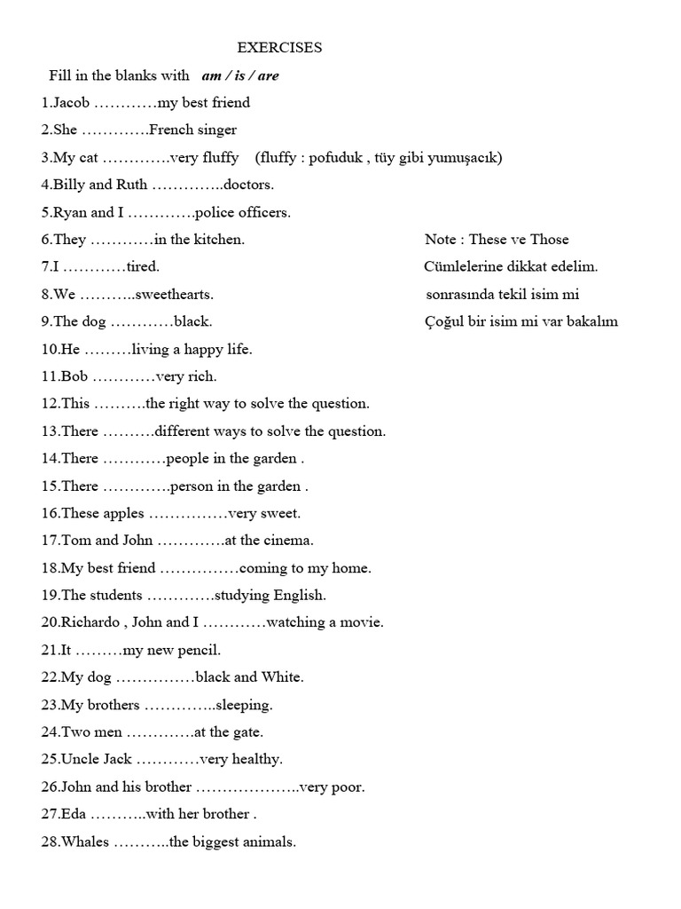 To Be Exercises | PDF