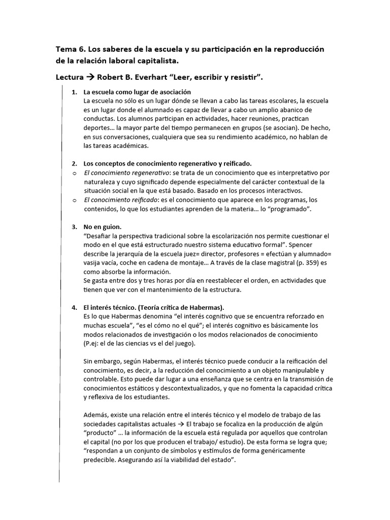 TEMA 6. Resumen. | PDF | Conocimiento | Jürgen Habermas