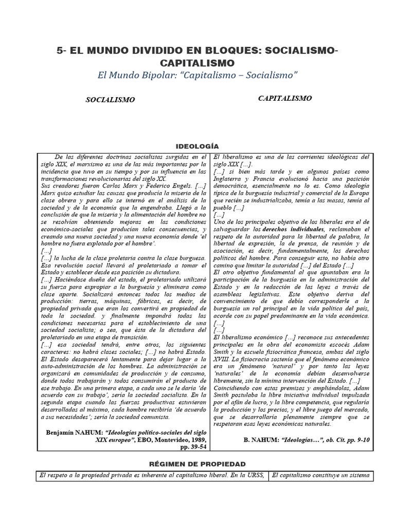 05 - El Mundo Dividido en Bloques Socialismo-Capitalismo | PDF ...