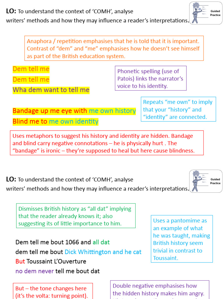 Checking Out Me History Annotations | PDF | Poetry | Classics