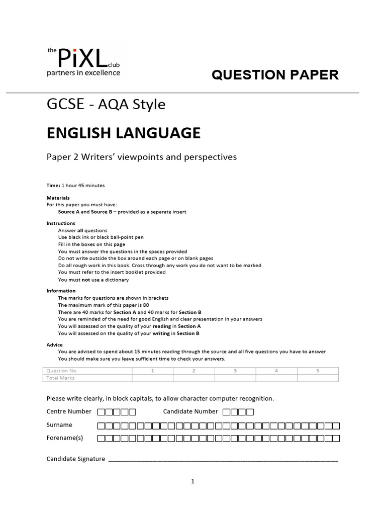 GCSE English Language Paper 2 | PDF | Human Communication
