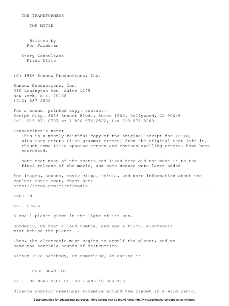 Transformers The Movie | PDF