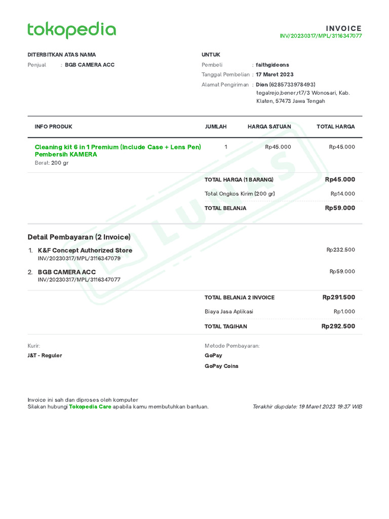 Kwitansi Tokped (2) | PDF
