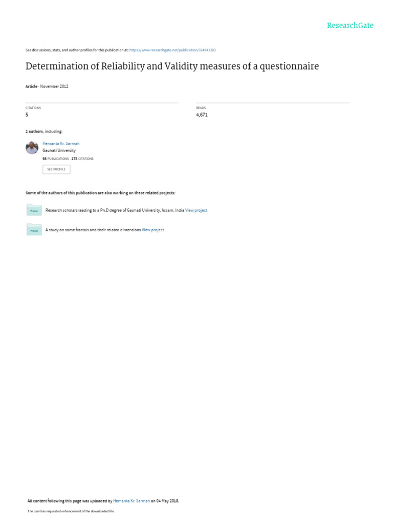 Questionnaire Reliability and Validity Analysis | PDF | Validity ...