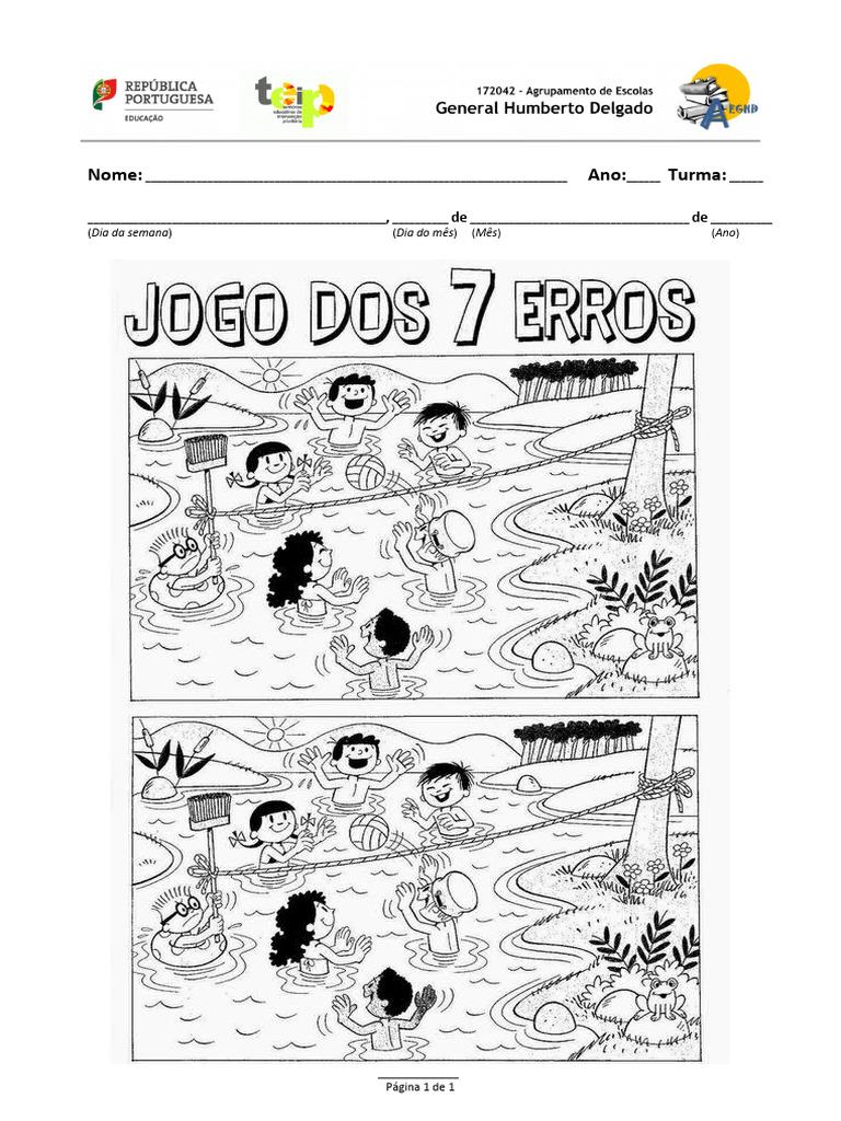 Jogo dos 7 Erros para Imprimir | PDF | Carreira e Crescimento ...
