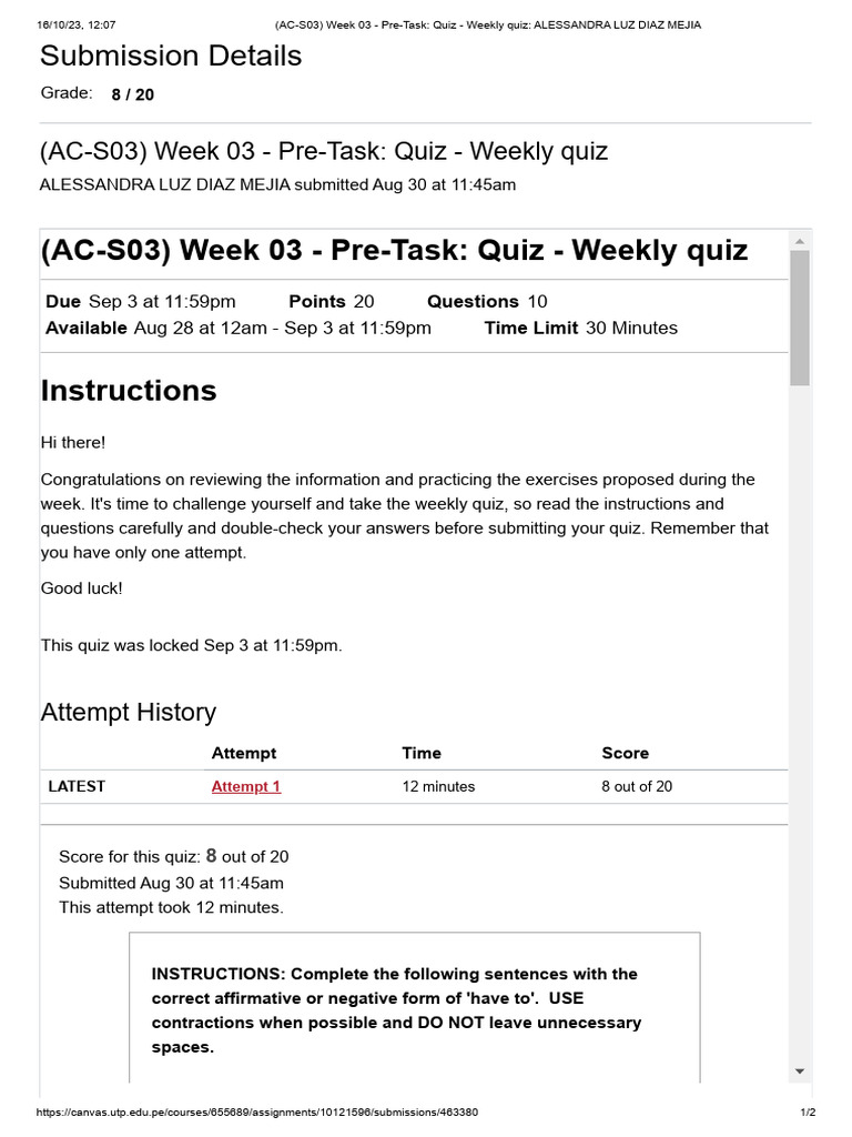 (AC-S03) Week 03 - Pre-Task - Quiz - Weekly Quiz | PDF