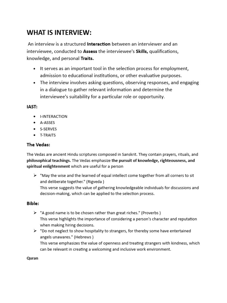 What Is Interview @ | PDF | Interview | Vedas