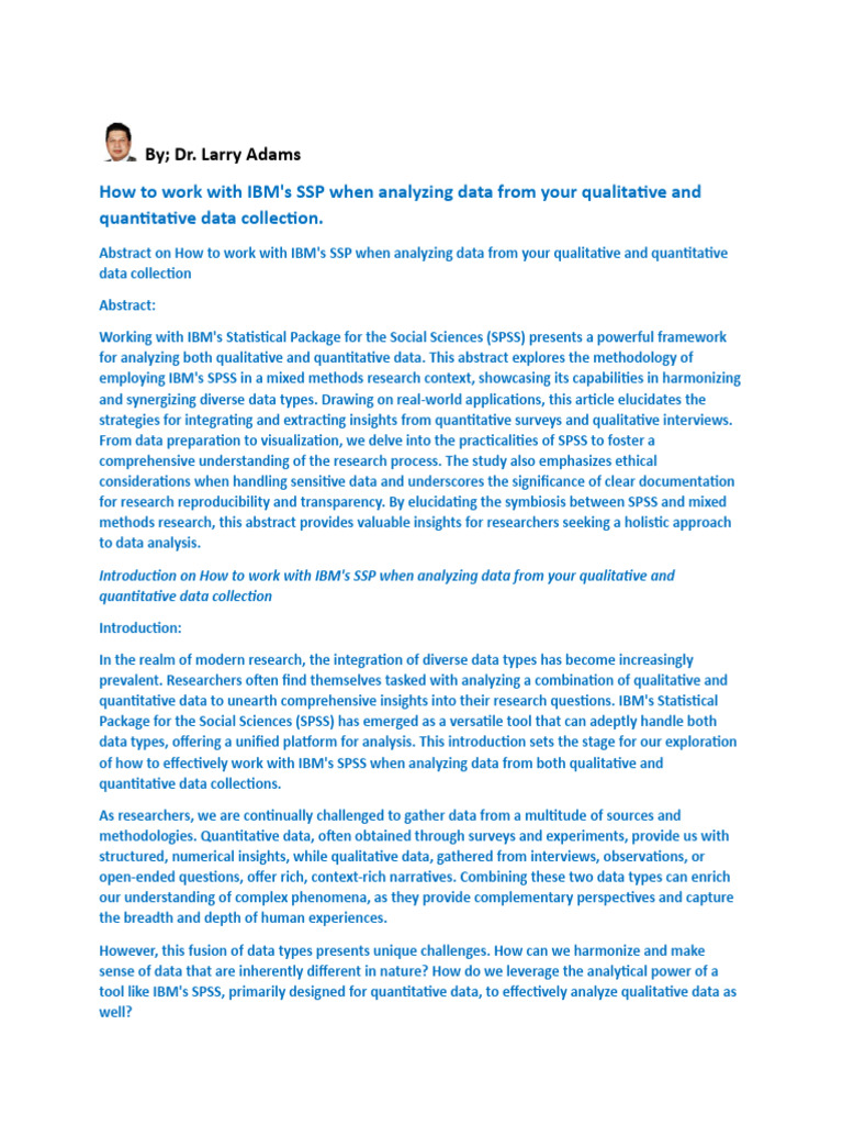 How To Work With IBM's SSP When Analyzing Data From Your Qualitative ...