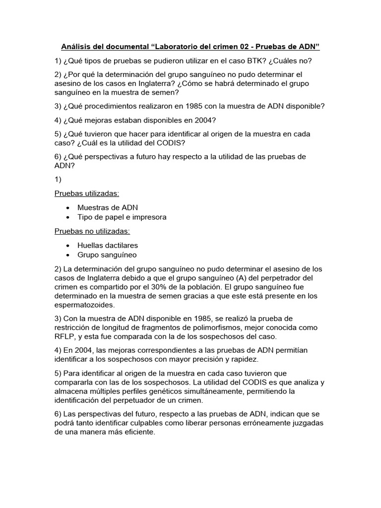 Preguntas Documental | PDF | Ciencia y matemáticas | Novela negra, policíaca y suspenso