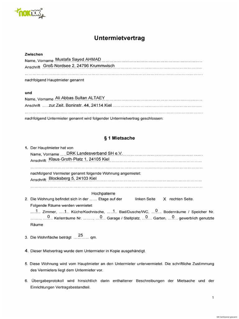 Untermietvertrag | PDF