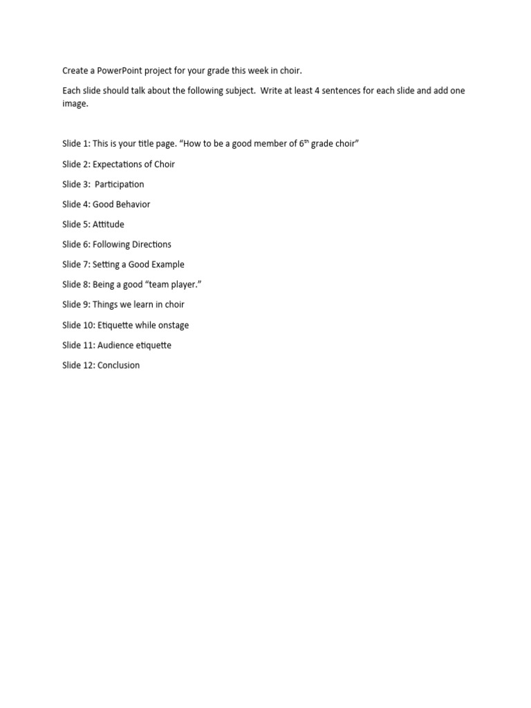 How To Be A Good Choir Student Project | PDF