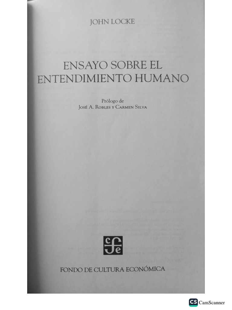 Locke. Ensayo Sobre El Entendimiento Humano | PDF
