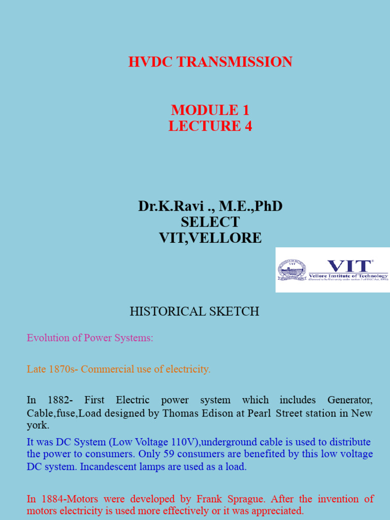 HVDC Transmission: History and Systems | PDF | High Voltage Direct ...