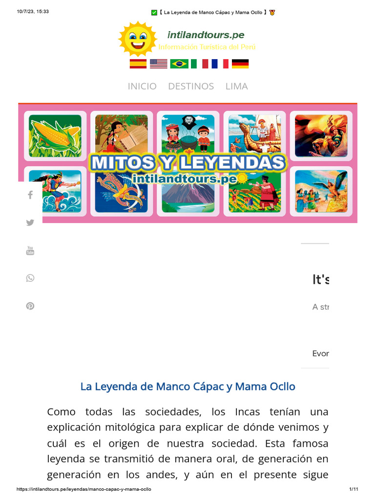 La Leyenda de Manco Cápac y Mama Ocllo 】? | PDF | Imperio Inca