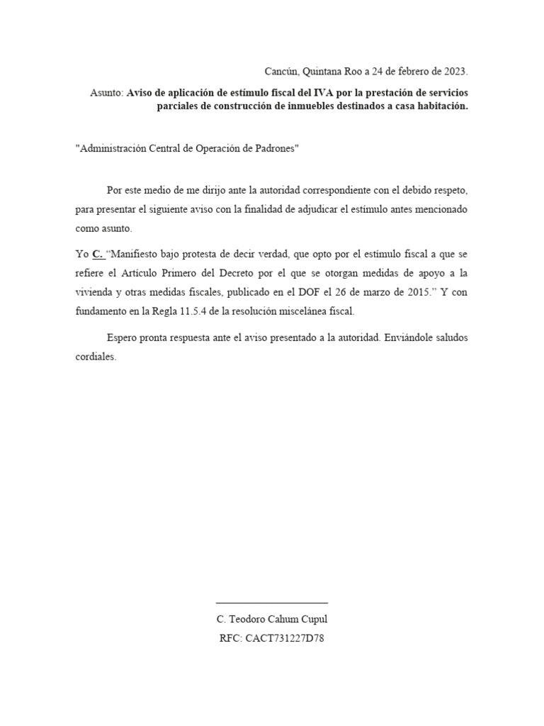 SOLICITUD DE ESTÍMULO FÍSCAL | PDF