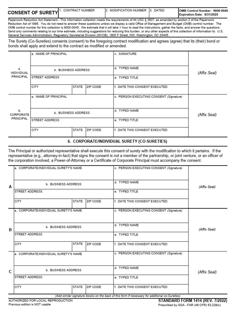 Consent of Surety: 6. Corporate/Individual Surety (Co-Sureties) | PDF ...