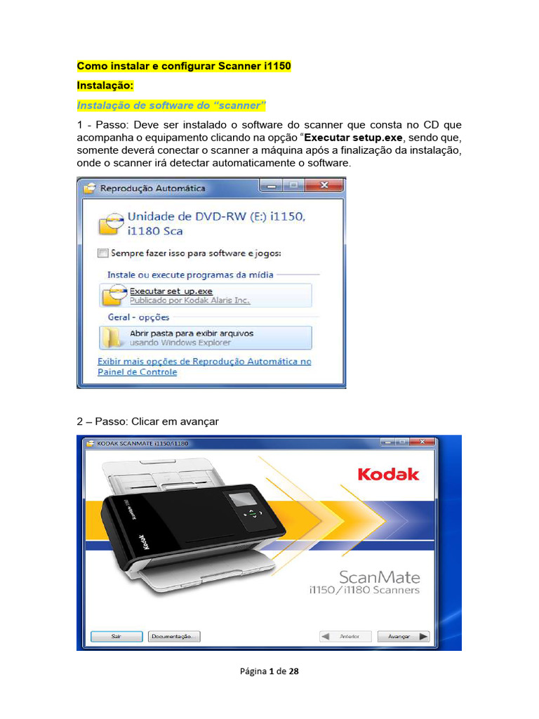 Manual de Instalação e Configuração Scanner I1150 | PDF | Programas ...