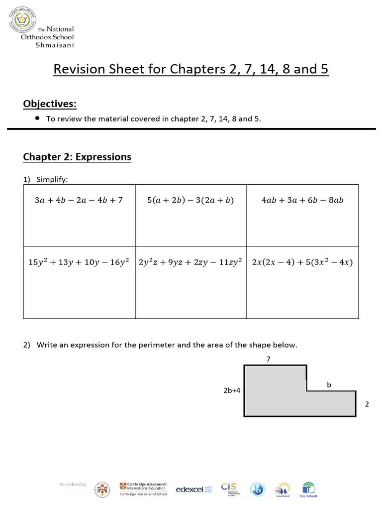 Math Revision Sheet | PDF | Elementary Geometry | Mathematical Concepts