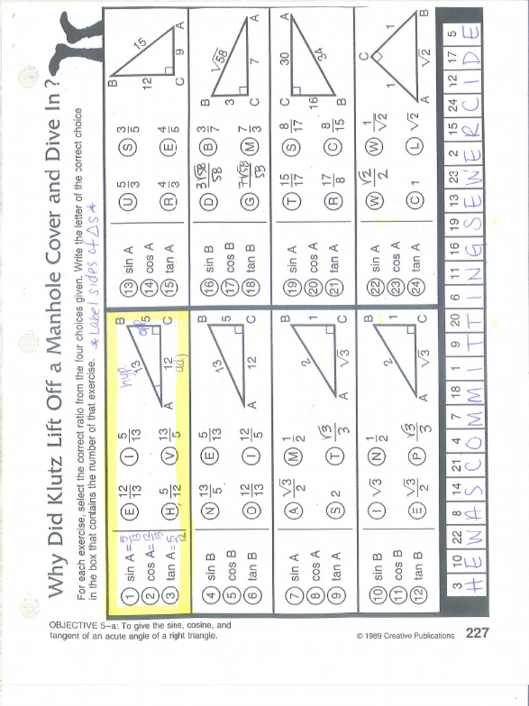 Trig Ratios Finding Angles Puzzles Key | PDF