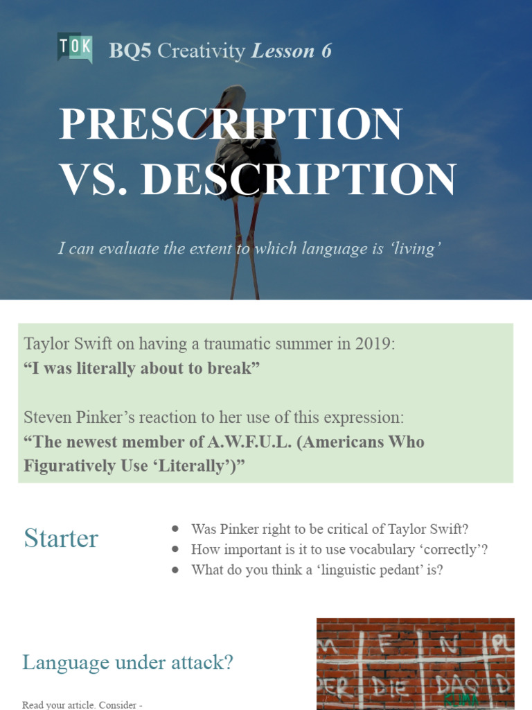 5.6 Prescription vs. Description (Class Presentation) | PDF | Knowledge ...