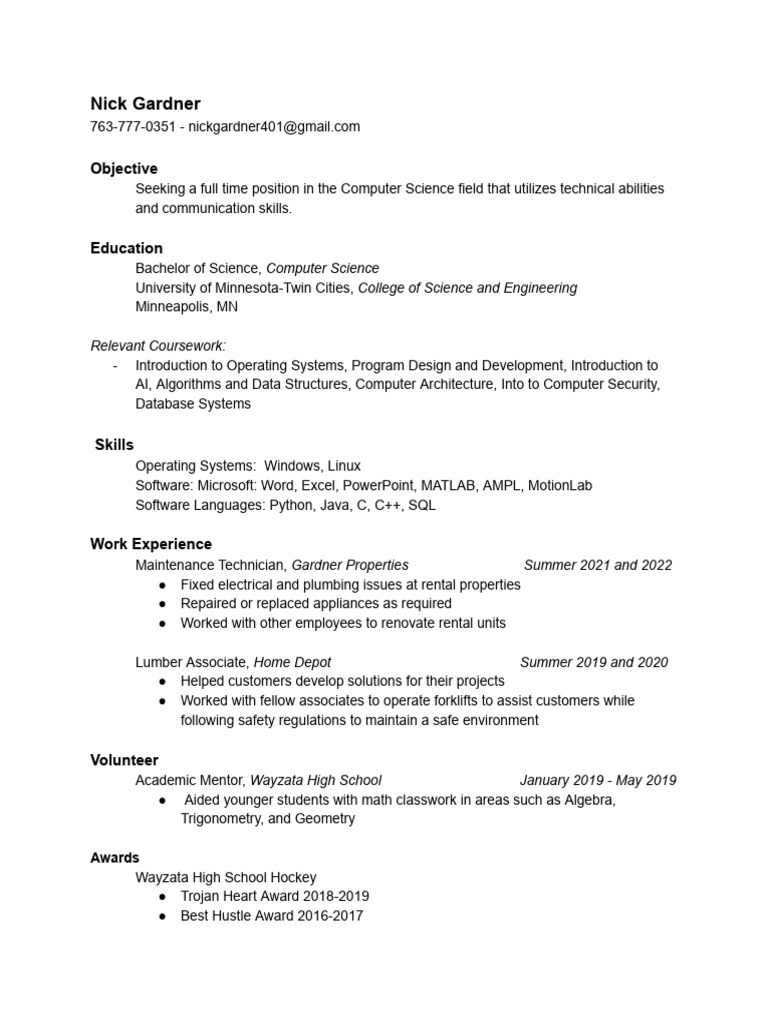 Nick Resume 2023 | PDF