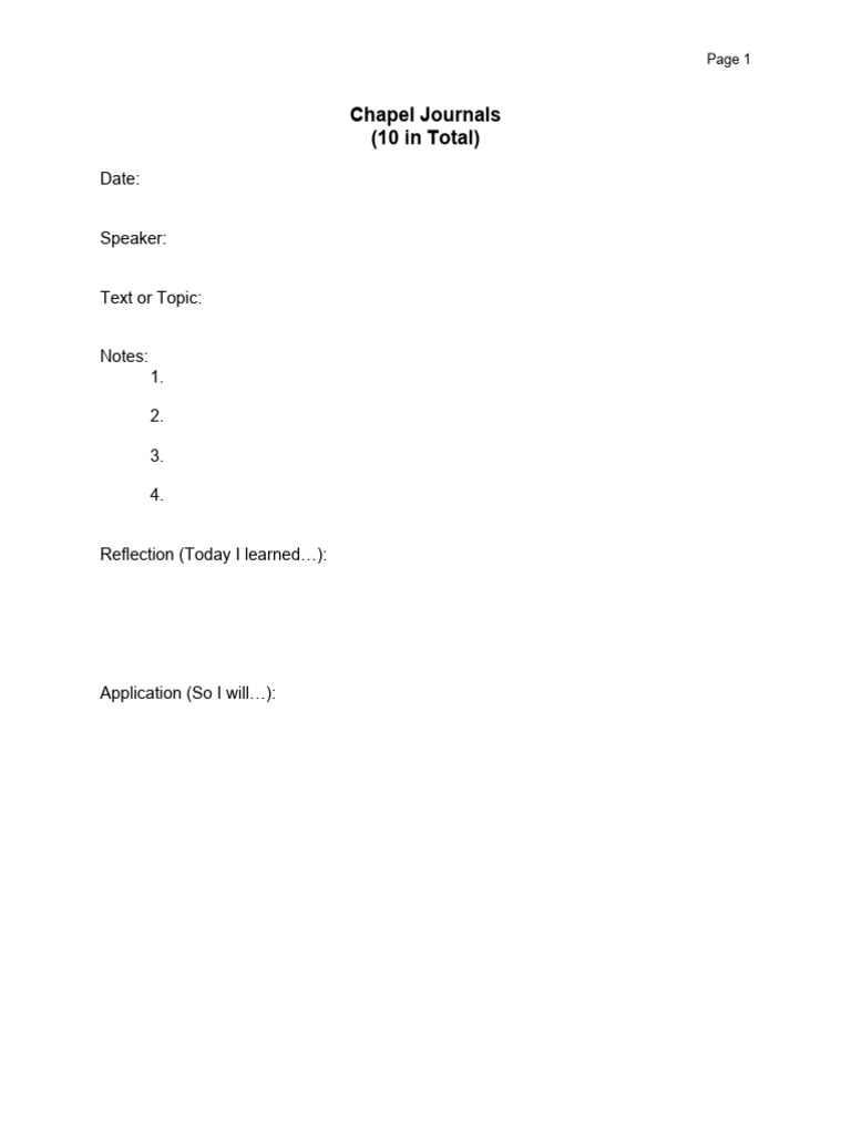 Chapel Journals | PDF