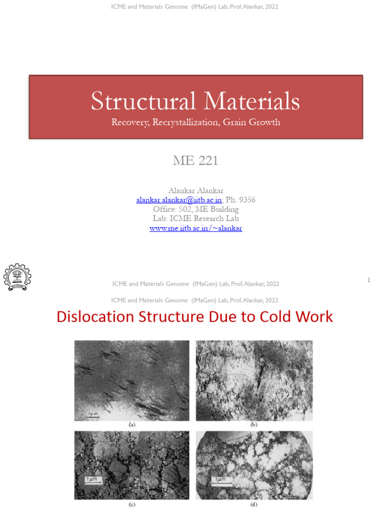 ME221_S1_Lecture_10_Alankar | PDF | Dislocation | Crystallite
