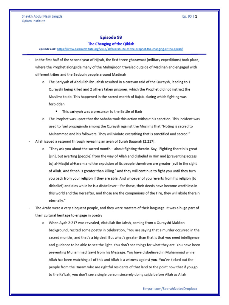 The Changing of The Qiblah | PDF | Muhammad | Mecca