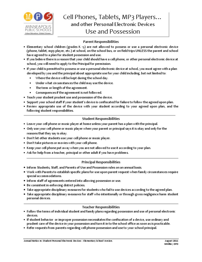 Student Device Use Policy for Parents | PDF | Teachers | Government ...