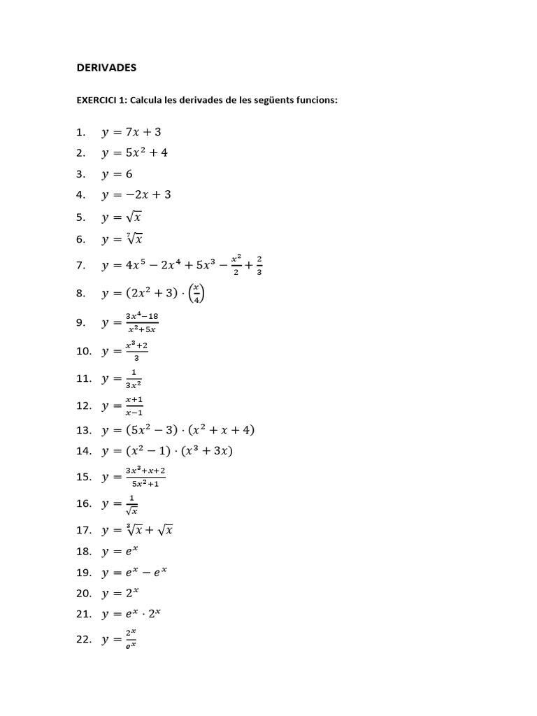2.1 Exercicis Derivades, Derivabilitat I Continuïtat | PDF