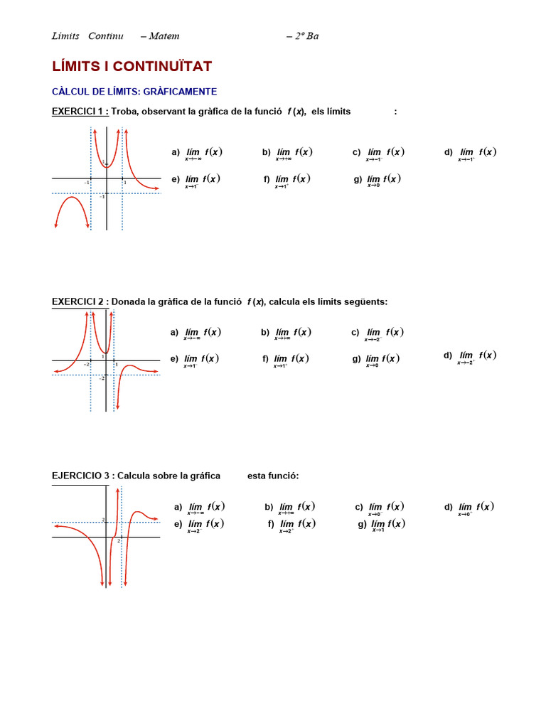 10.1 EXERCICIS LÍMITS I CONTINUÏTAT (1) | PDF