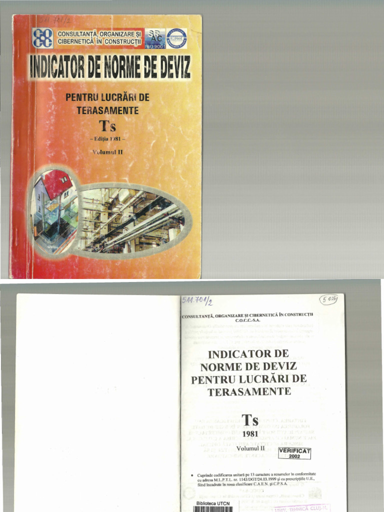 Indicator Norme Deviz Terasament Ts Vol | PDF