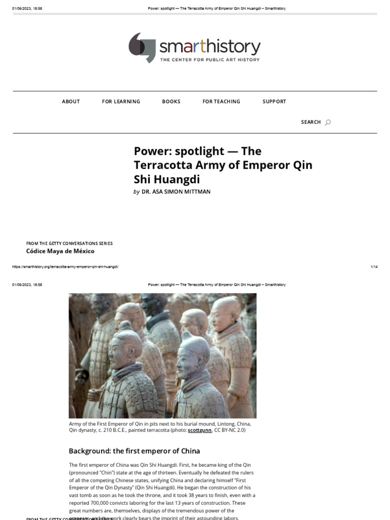 Power, Spotlight - The Terracotta Army of Emperor Qin Shi Huangdi | PDF