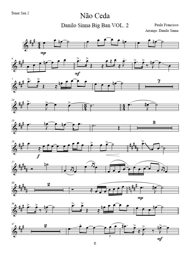 Não Ceda - Tenor Sax 2 | PDF