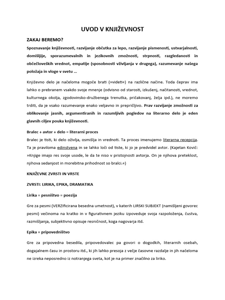 Uvod V Književnost | PDF
