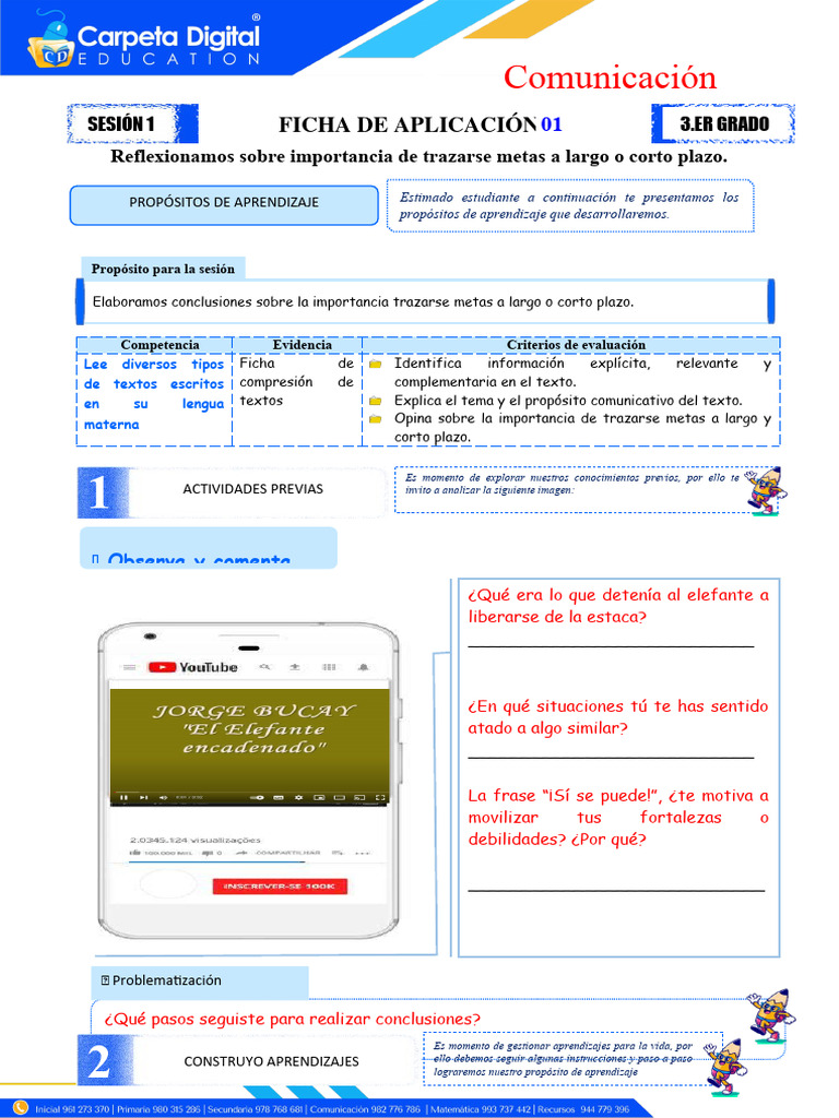 3° - Ficha - de - Aplicación-Sesión 1°-Sem.1-Exp.7-Com | PDF | Aprendizaje | Información