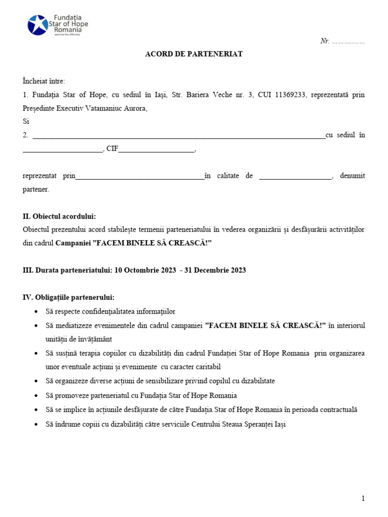Acord de Parteneriat Campanie 2023 | PDF | Finanzas y dinero
